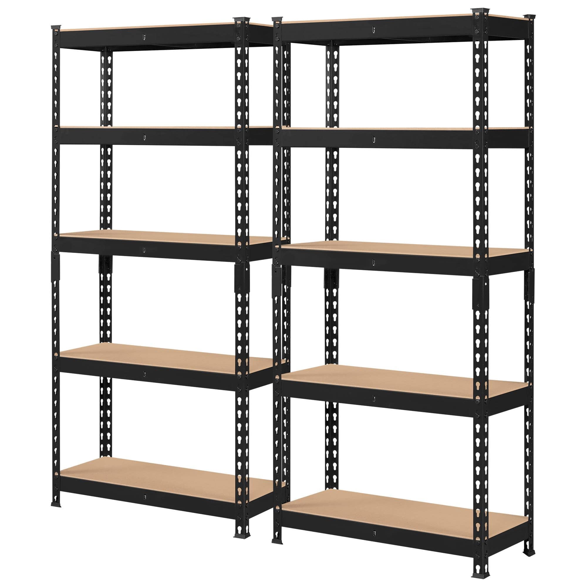 Metal Storage Shelves 2 Pack, 5-Tier Adjustable Utility Rack for Garage ...