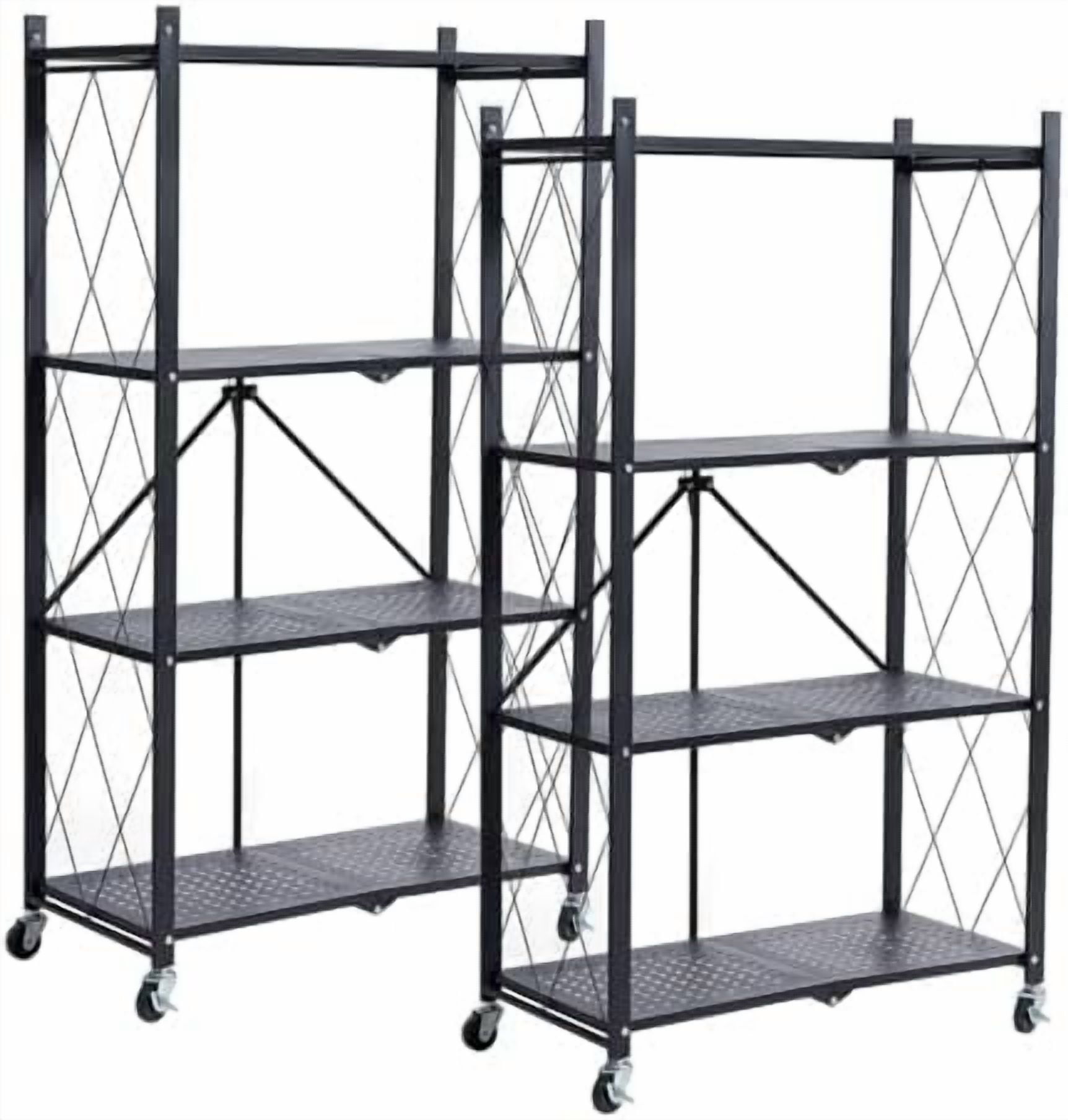 Metal Storage Shelves - 4 Tier Shelving Unit, Folding Display Shelf ...