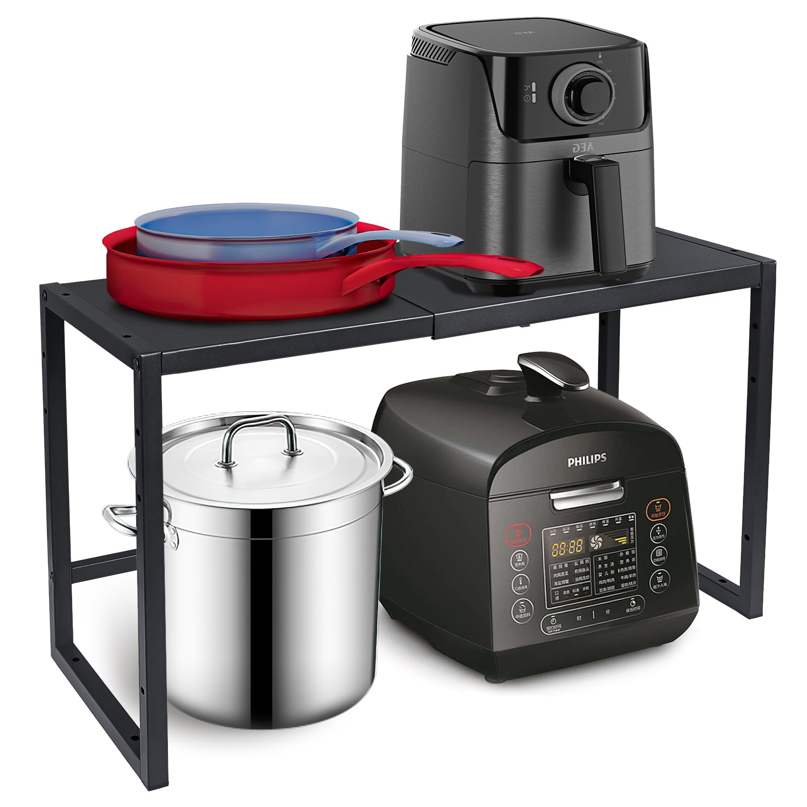 Metal Storage Shelves Expandable, 110LBS Capacity Adjustable Shelf Rack for Small Appliances ...