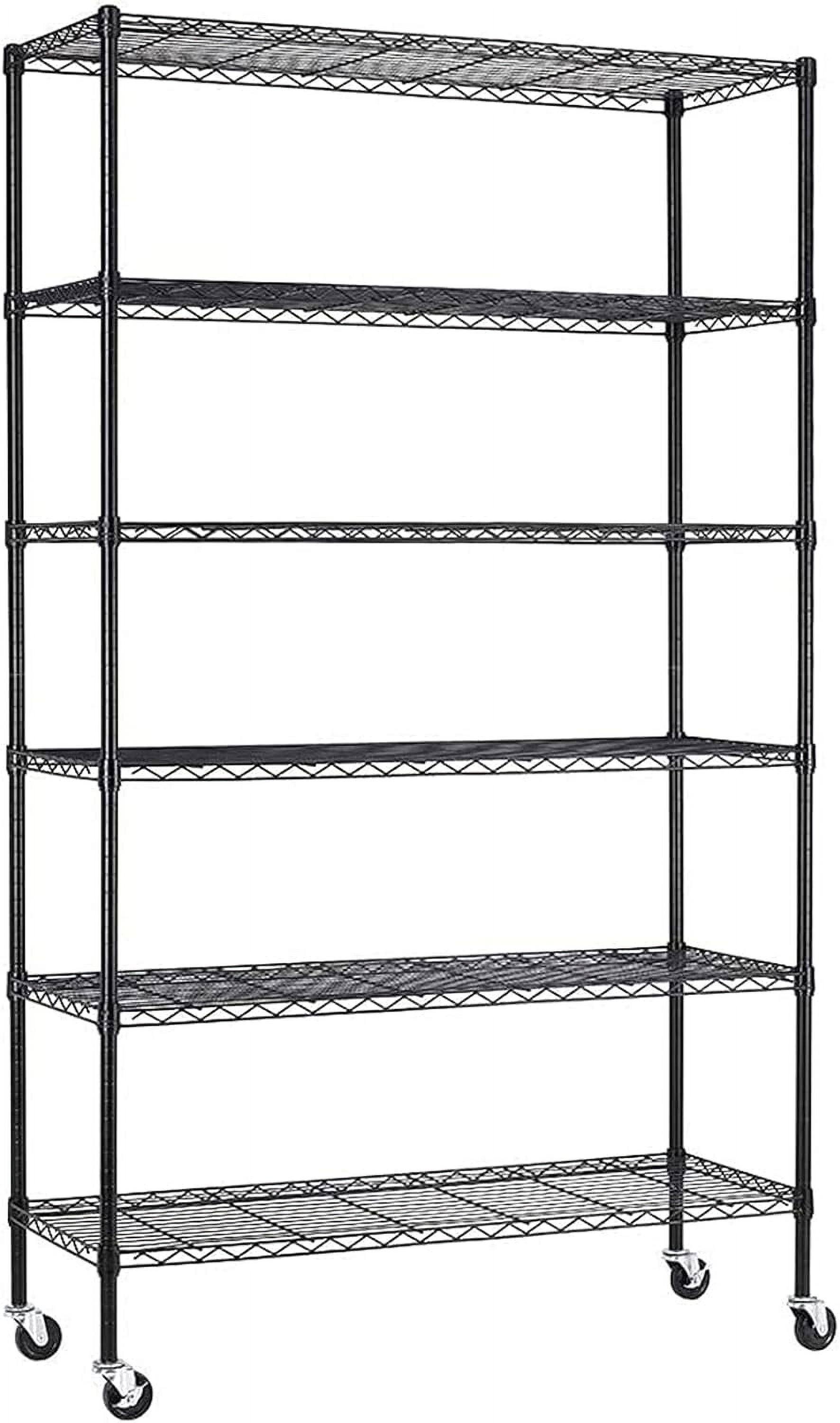 Metal Storage Shelves Heavy Duty Shelving with Wheels,6 Tire Wire Shelving Unit NSF Metal ...