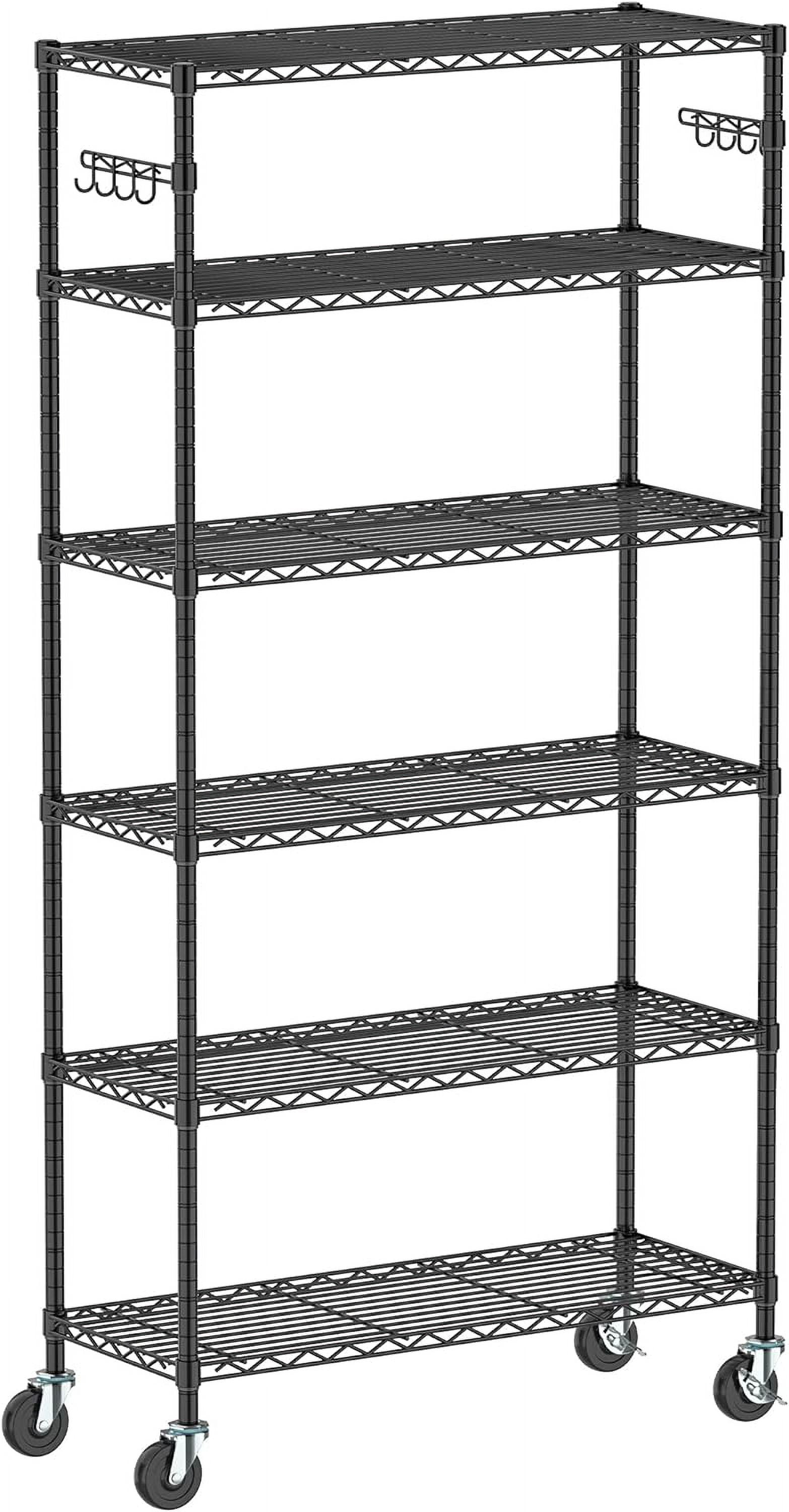 Metal Storage Shelves with Wheels, 6-Tier Rolling Shelf Adjustable Wire ...