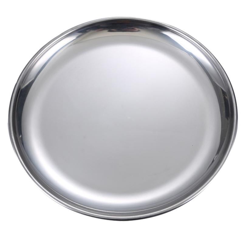 Metal Storage Tray Round Stainless Steel Snack Fruit Cosmetics Jewelry ...