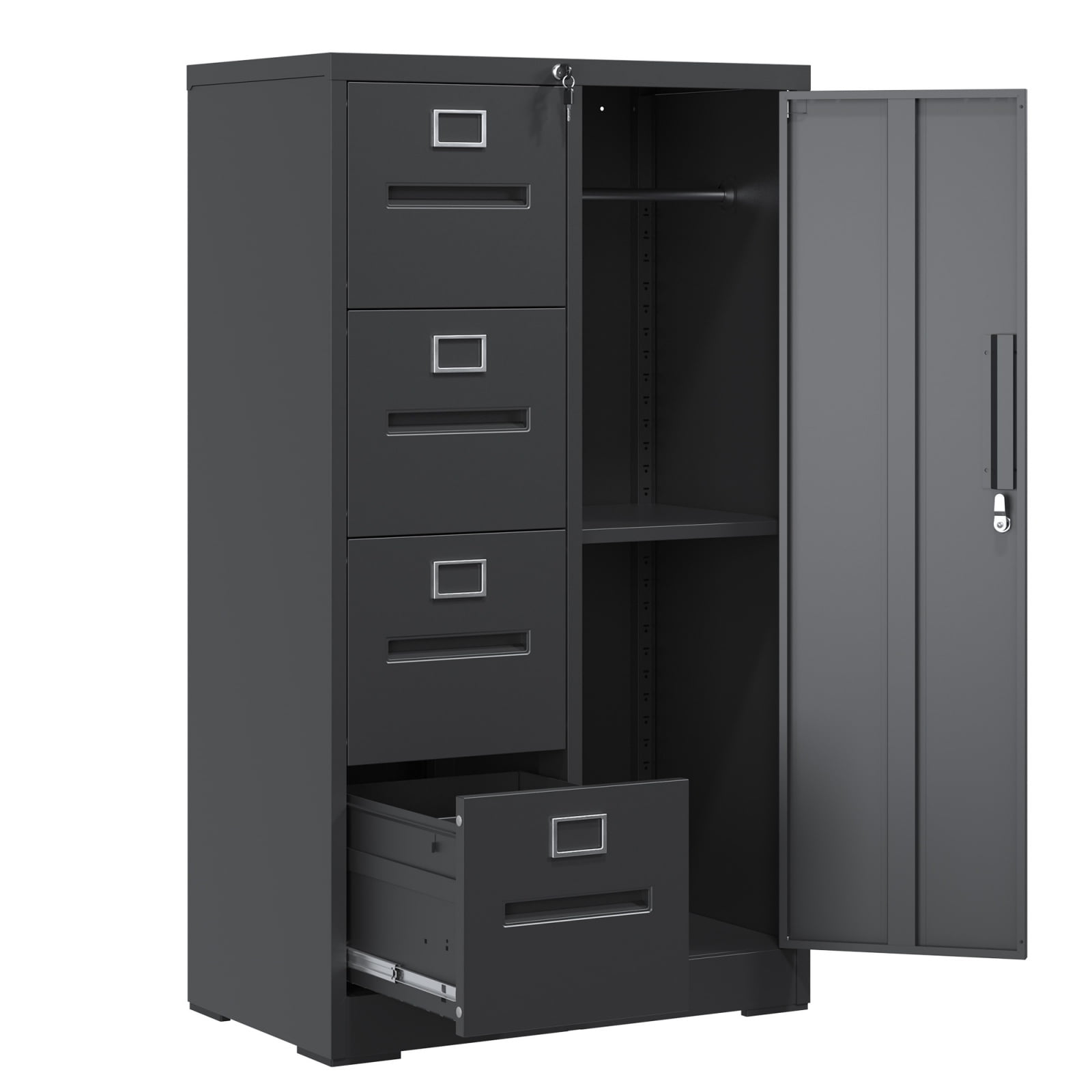 Metal Storage Vertical Filing Cabinet with Lock, Steel File Locker with ...