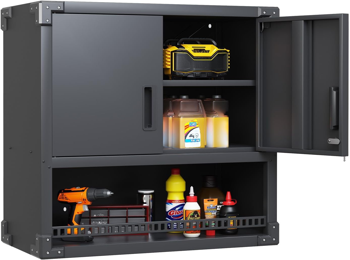 Metal Storage Wall Cabinets with Doors and Opening Drawer,Heavy Duty ...