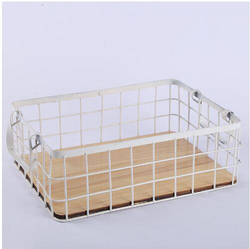 MERRYHAPY White Rectangular Wire Basket Portable Fruit Storage Basket ...
