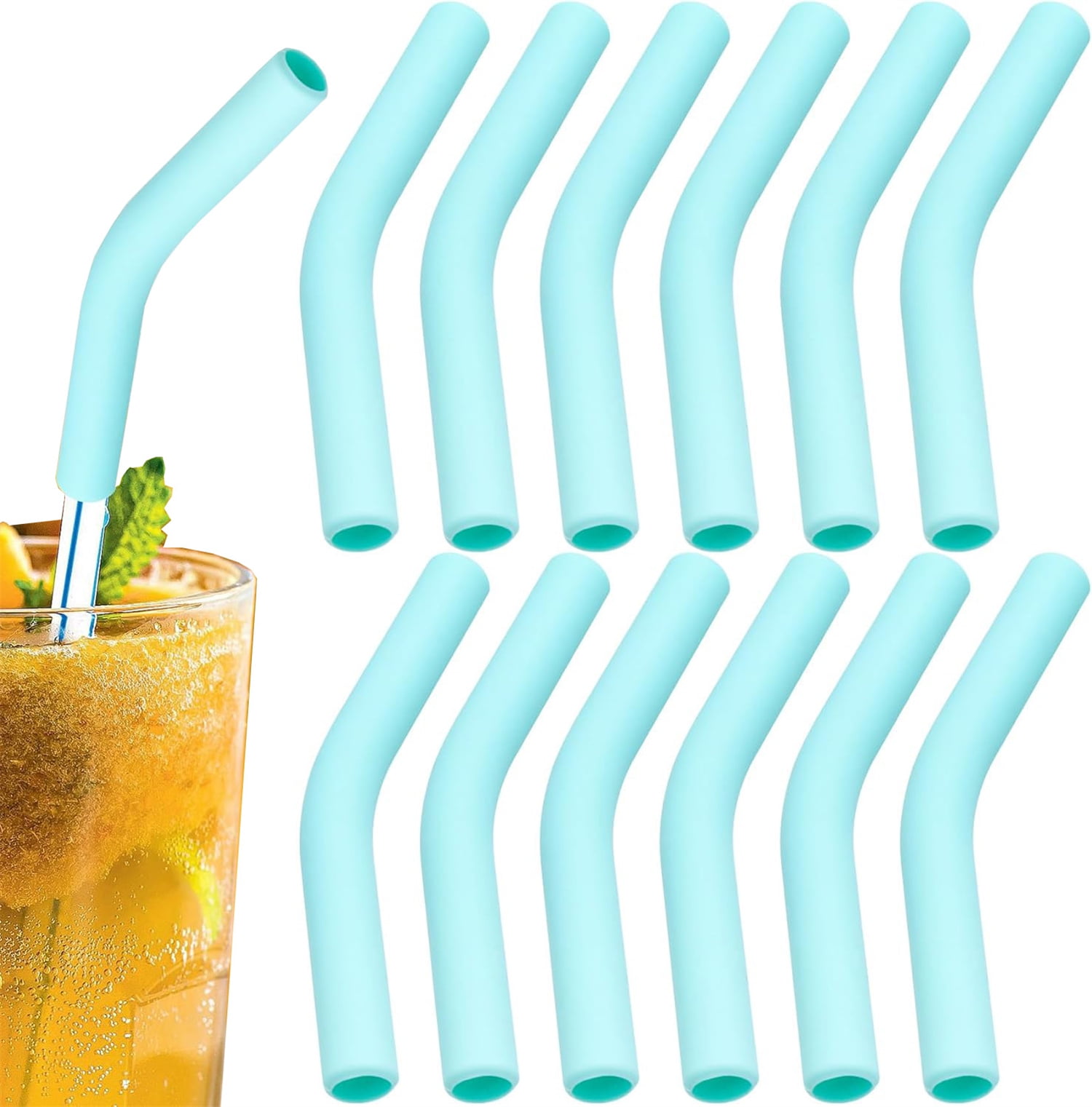 Metal Straw Covers,Bexikou 12Pcs Silicone Straw Tips,Green Food Grade ...