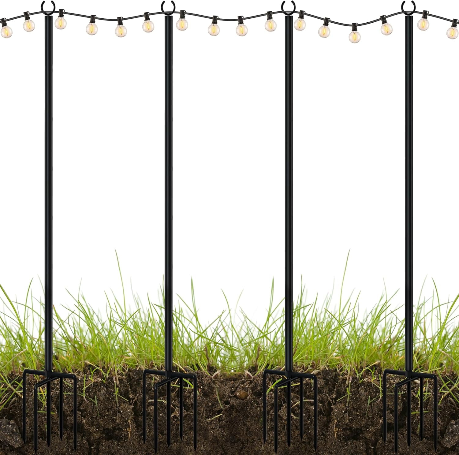 Metal String Light Poles for Outside Hanging - Backyard, Garden, Patio ...