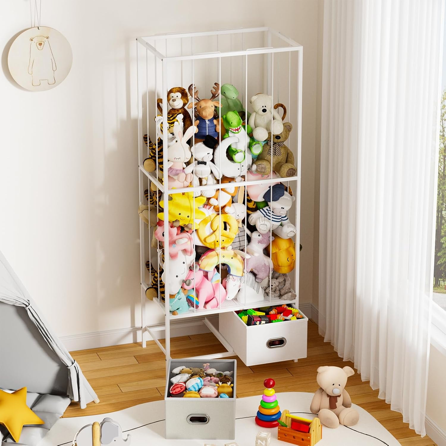 Metal Stuffed Animal Storage, Stuffed Animal Zoo, Kids Toy Storage ...