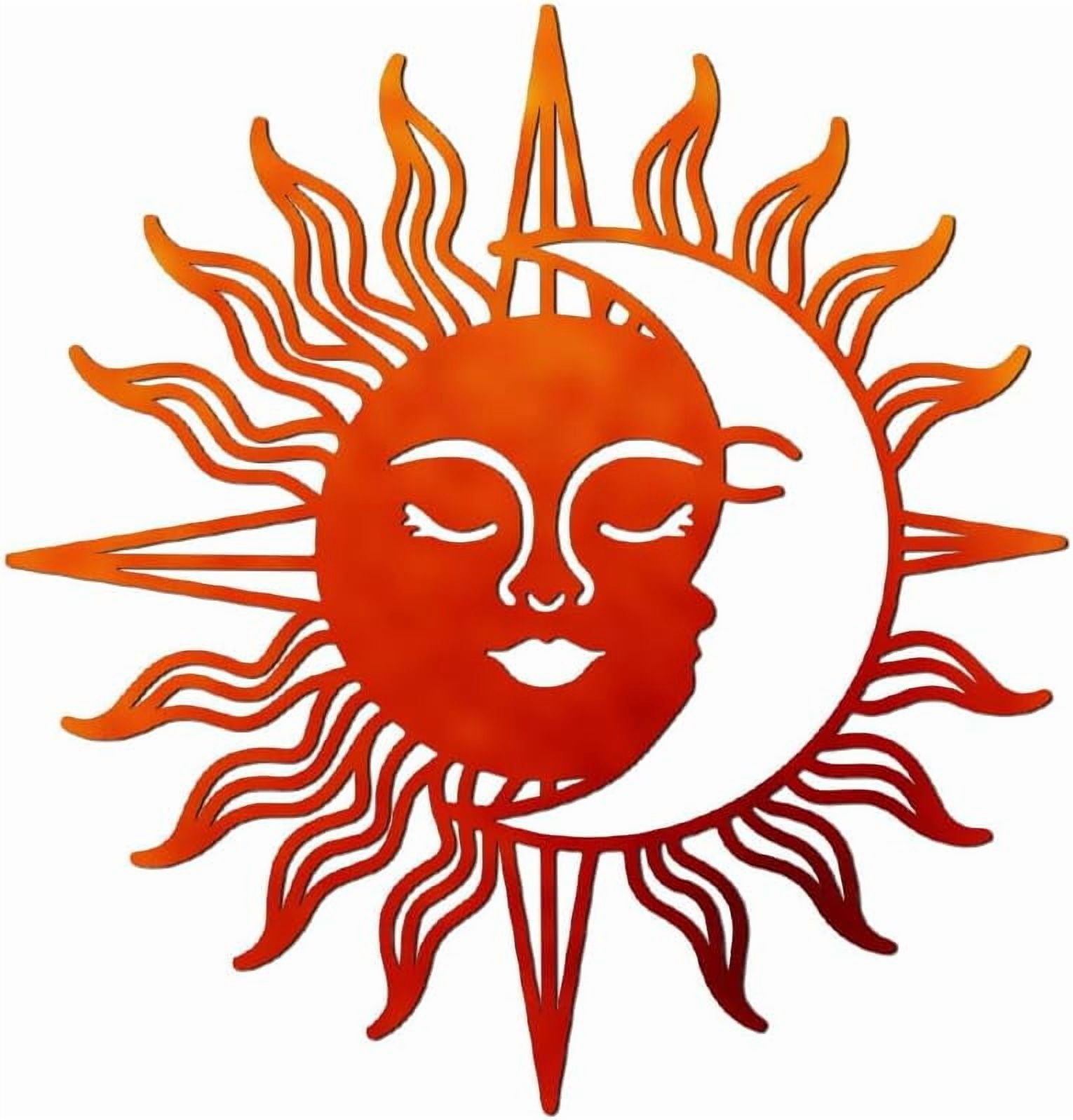 Metal Sun and Moon Faces Wall Hanging Signs Iron Sun and Moon Faces ...