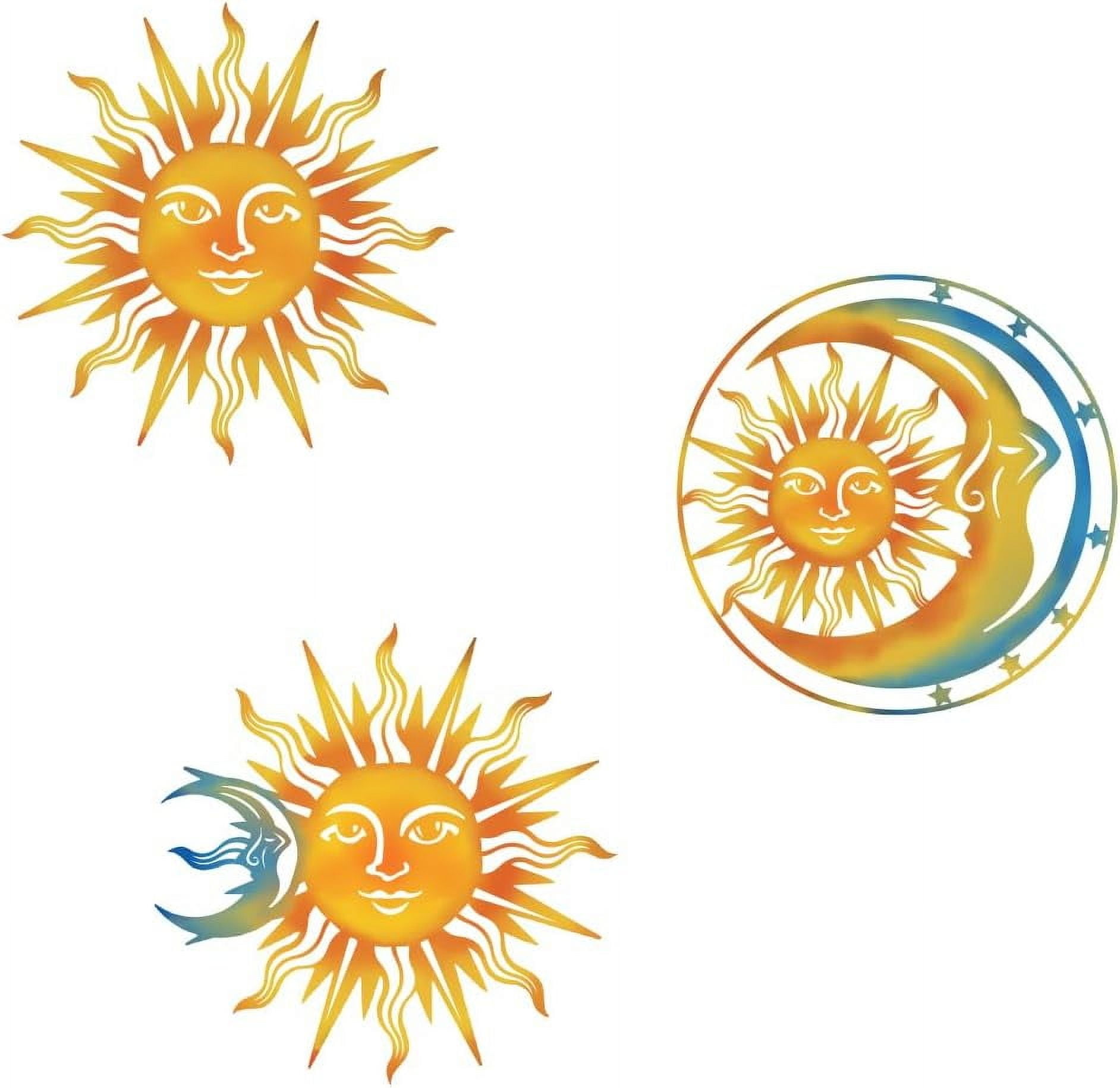 Metal Sun and Moon Wall Decor 3 PCS Metal Moon Sun Metal Wall Sculpture ...