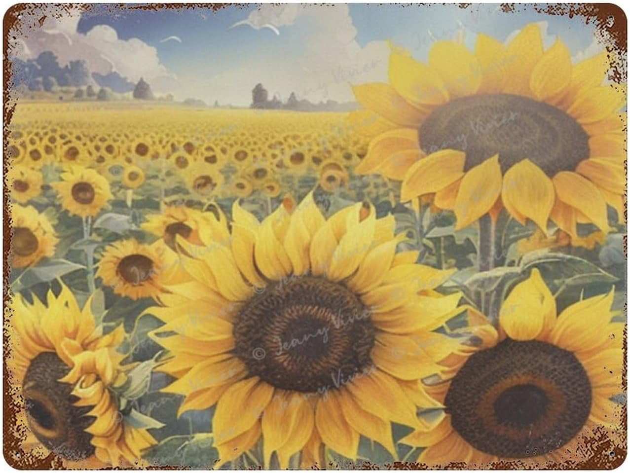 Metal Sunflower Tin Sign Flower Wall Art Decorations Wall Sculpture ...
