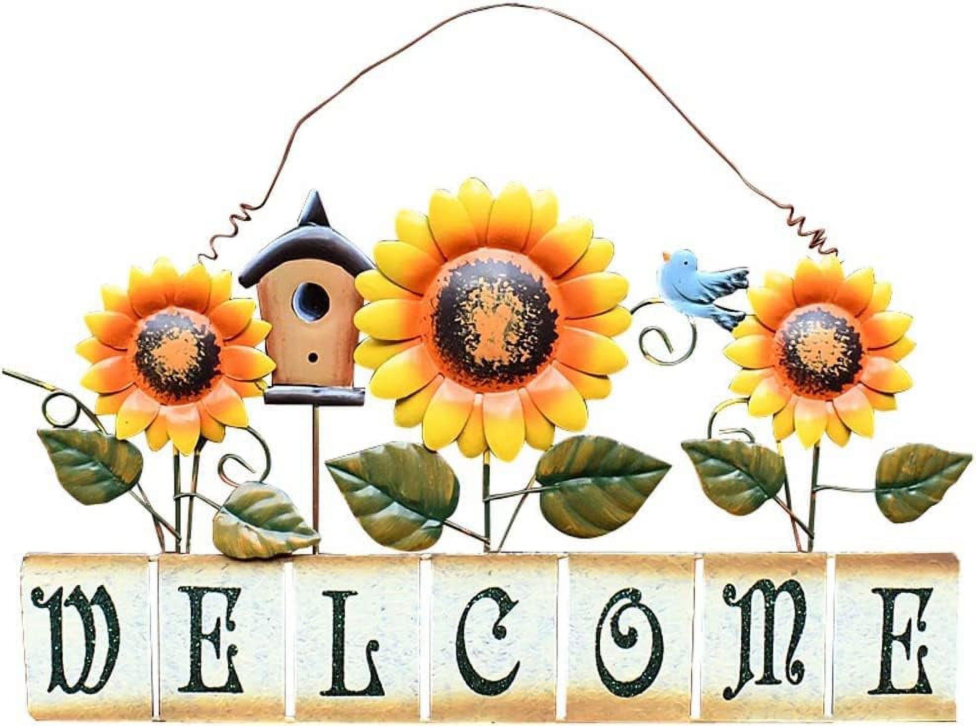 Metal Sunflower Welcome Door Sign Decor For Front Door Rustic Hanging ...