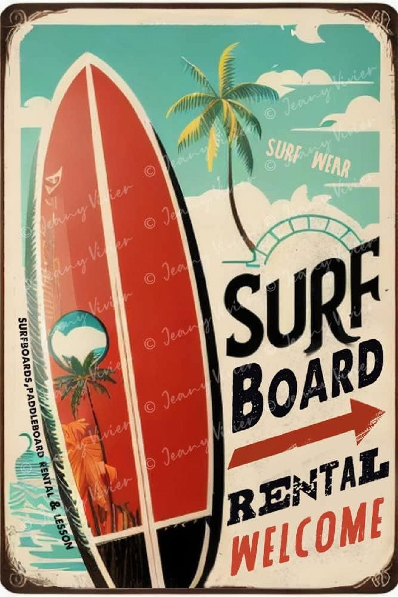 Metal Surfboard Beach Signs - Metal Welcome Sign, Summer Wall Sign ...
