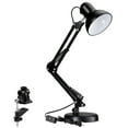 Black Metal Swing Arm Desk Lamp - Adjustable Joint, Interchangeable ...