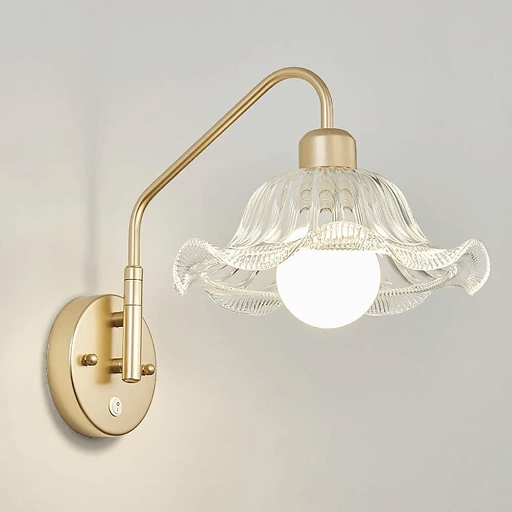 Metal Swing Arm Wall Lamp with Glass Shade Industrial Retro Wall Light ...