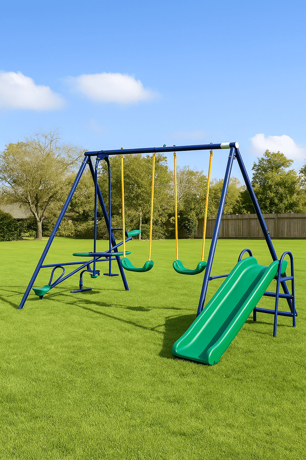 CASEMIOL Metal Swing Set for Kids Ages 3-8, Outdoor Playground Set with ...