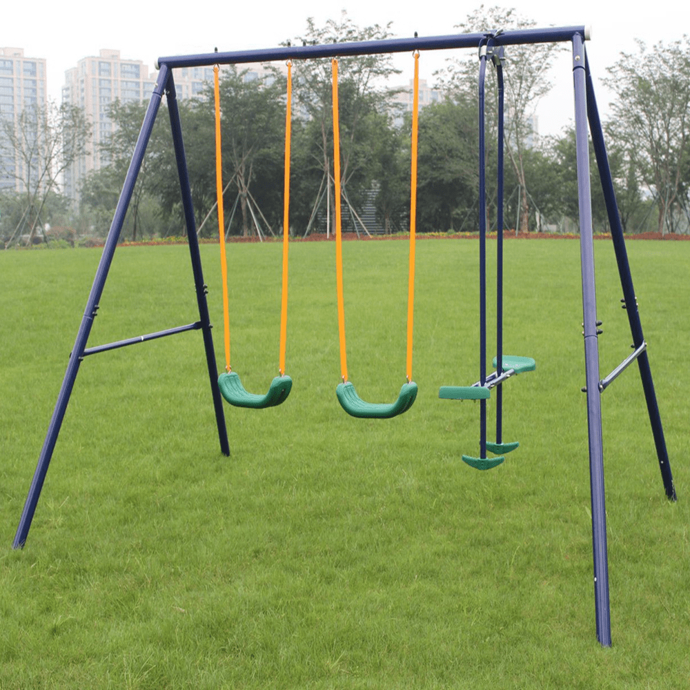 Metal Swing Set with Glider - Durable Outdoor Playground Equipment for ...