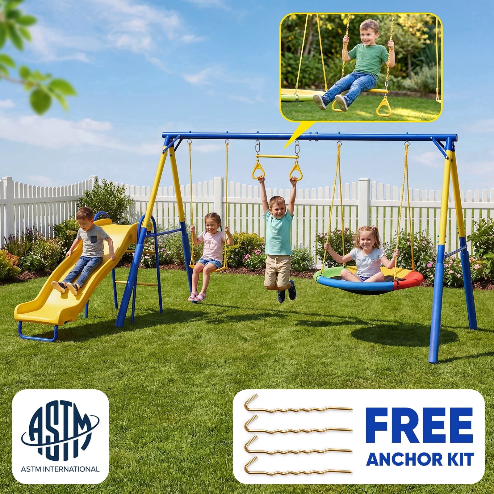 Swing Sets for Backyard,Fashionsport Outfitters Heavy-Duty Outdoor Kids ...