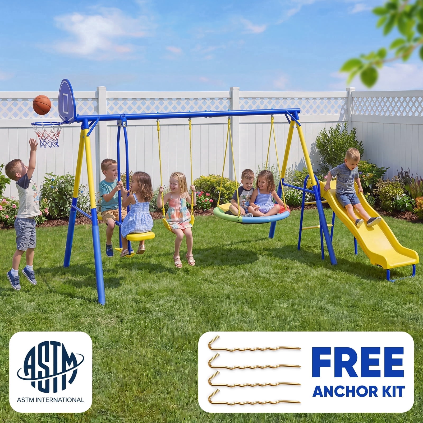 Metal Swing Sets for Backyard,Fashionsport Outfitters Heavy-Duty ...