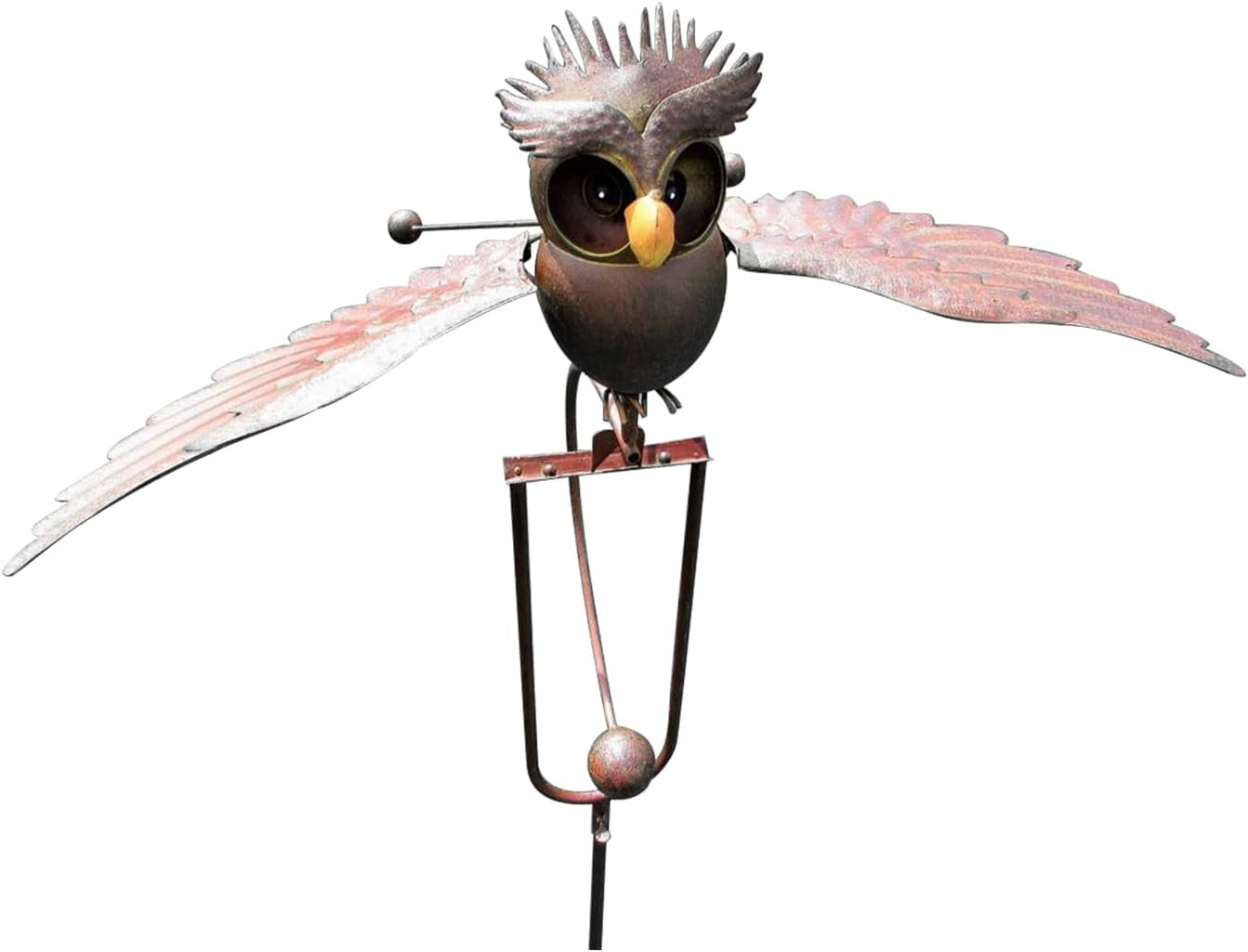 Metal Swinging Owl Wind Spinner for Yard and Garden Decor, Outdoor ...