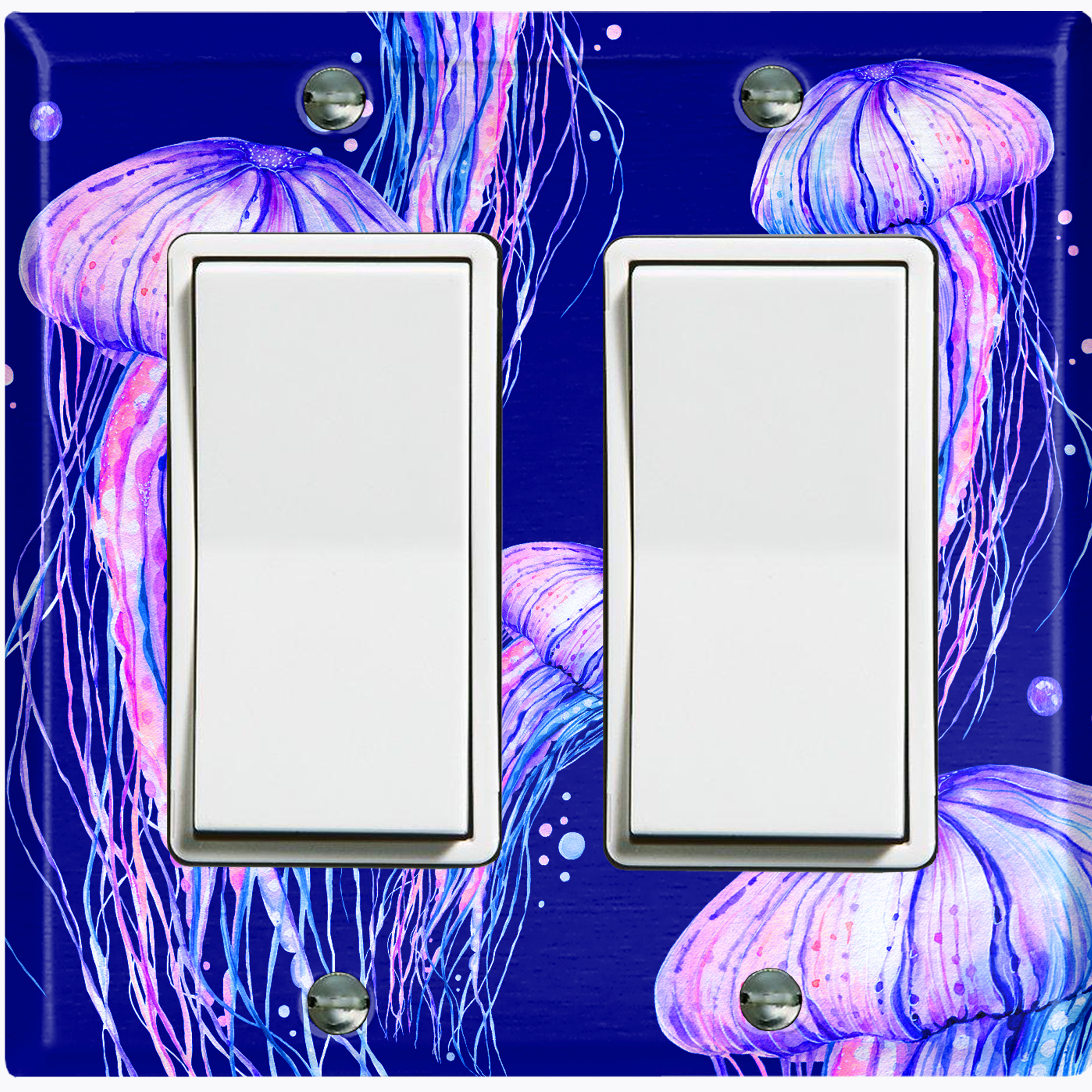 Metal Switch Wall Plate Outlet Cover (Ocean Jellyfish Purple - Double ...
