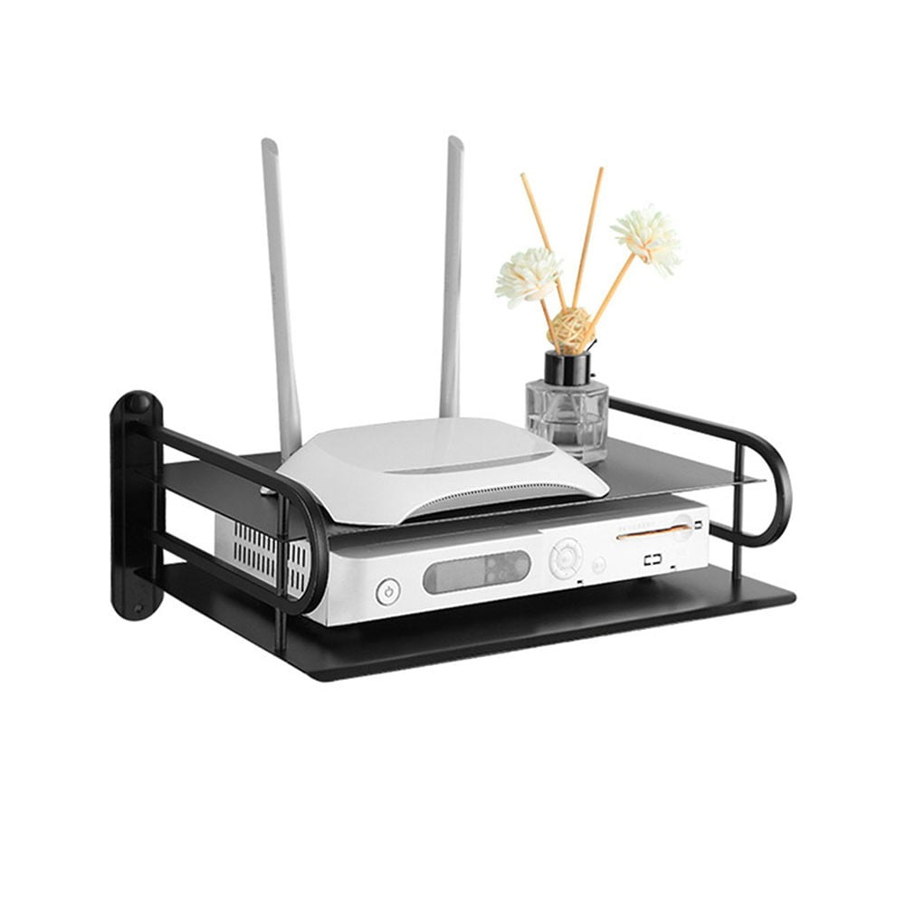 Metal TV Set Box Shelf Wall Hanging Board Bracket Cable Storage ...