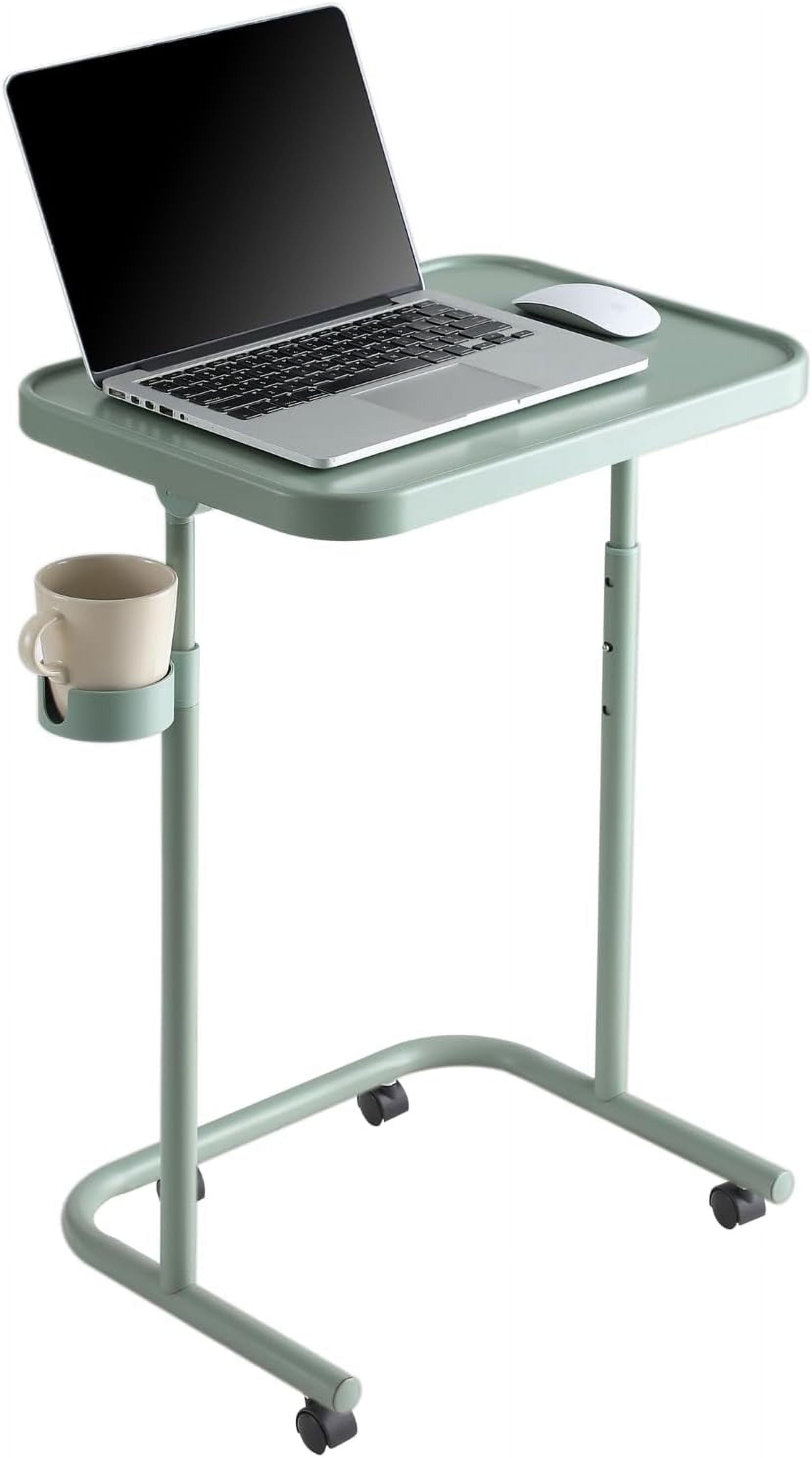 Metal TV Tray Table with Wheels/Casters, Side End Table, Adjustable ...