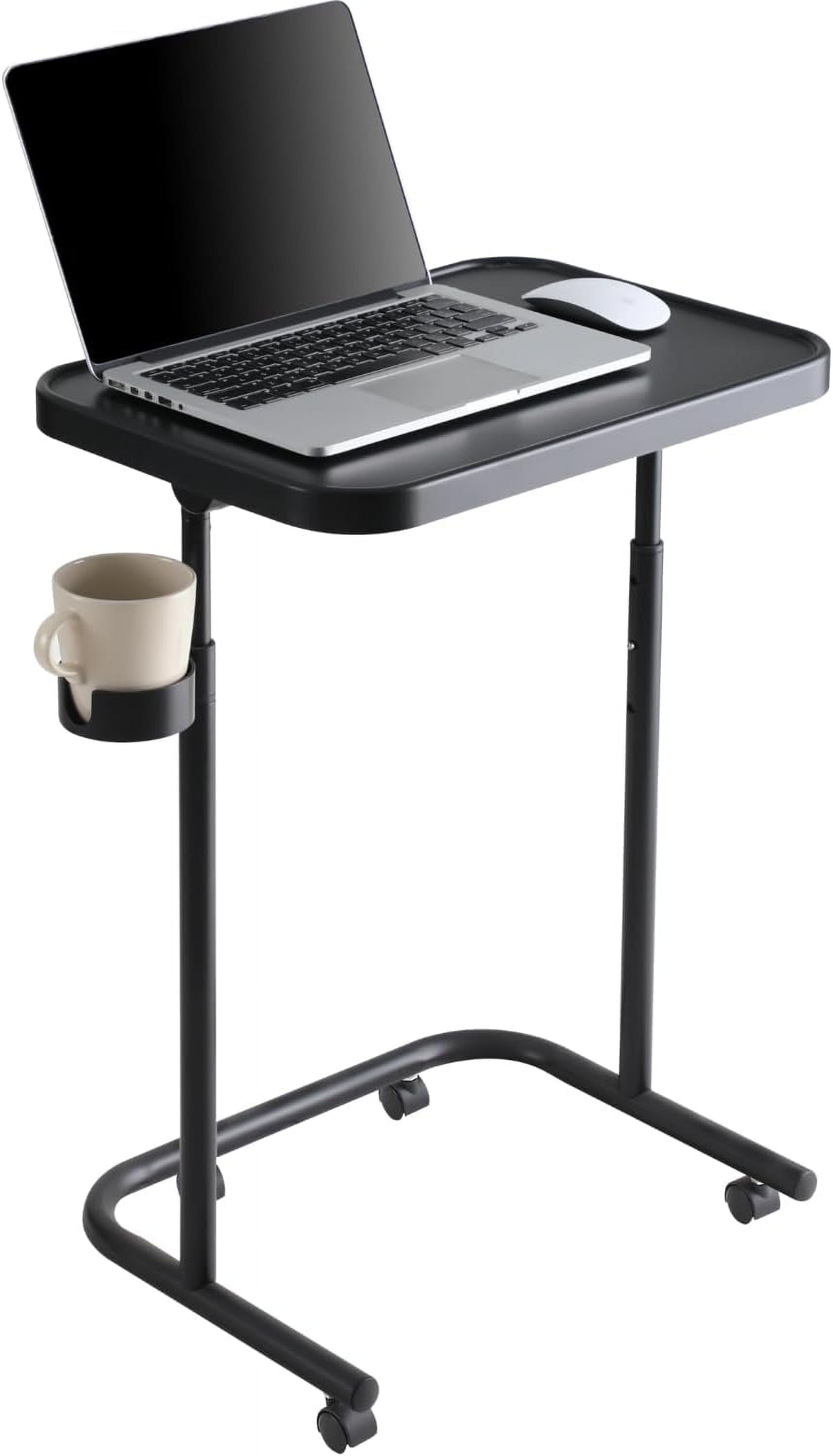 Metal TV Tray with Wheels/Casters, Side End Table, Adjustable Meal Tray ...