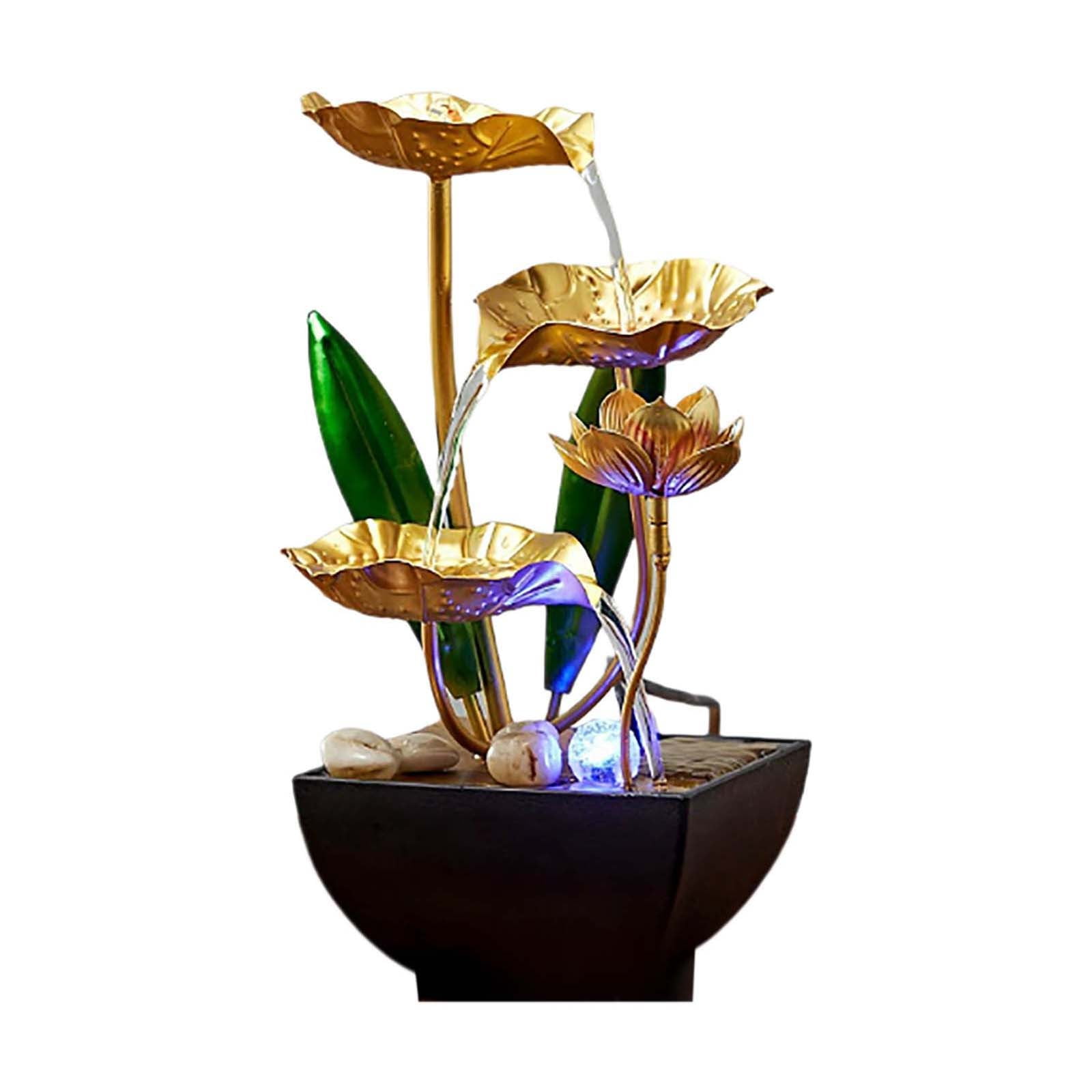 Metal Tabletop Fountain Lotus Leaf Relaxation Fountains Desktop Small ...