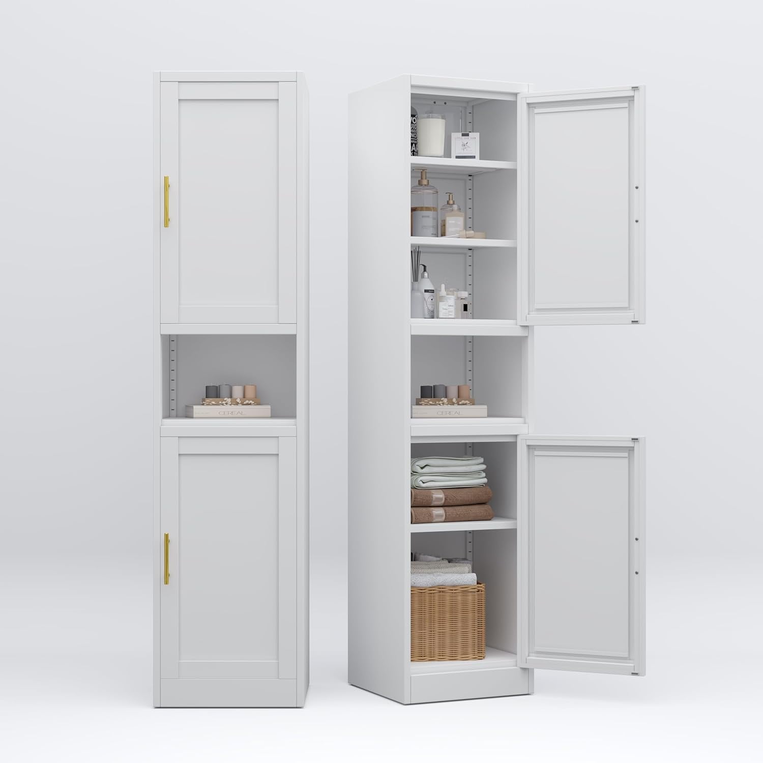 Metal Tall Narrow Kitchen Pantry Cabinet,Tall Bathroom Storage Cabinet ...