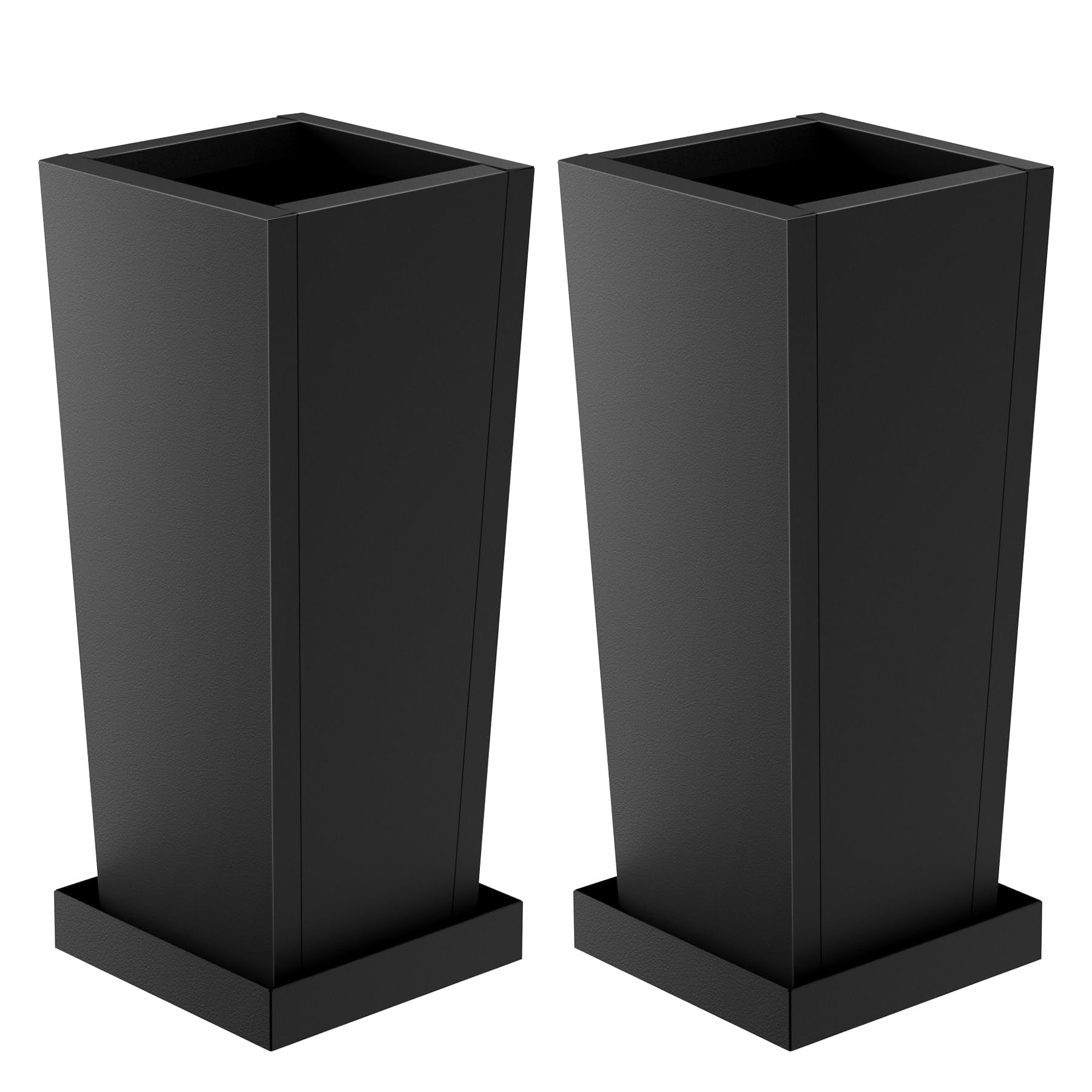 Metal Tall Outdoor Planters Set Of 2 30" H Durable With Rust-proof ...