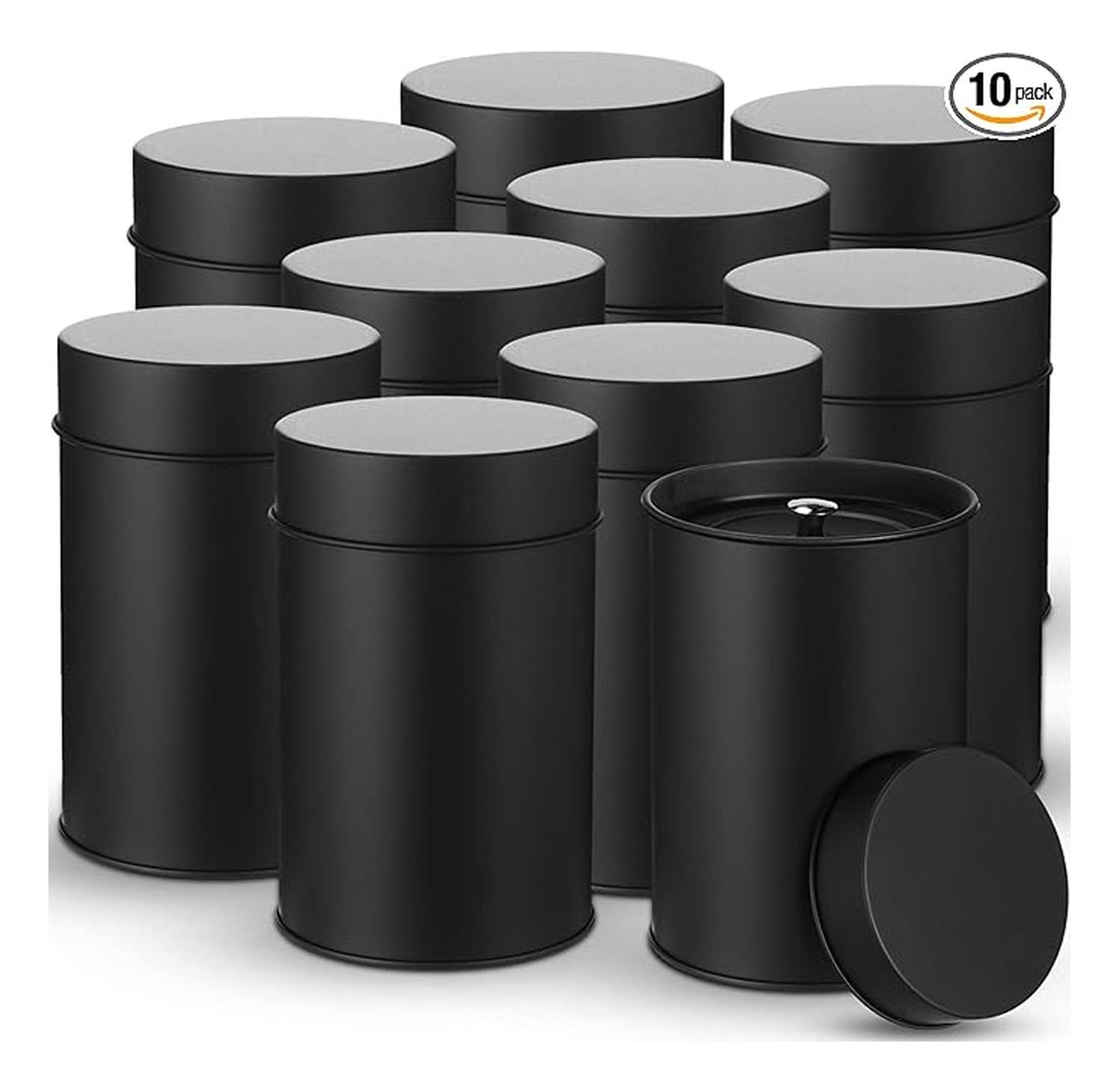Metal Tea Tins 16oz, 10 Pack Airtight Tea Canisters with Double Lids ...