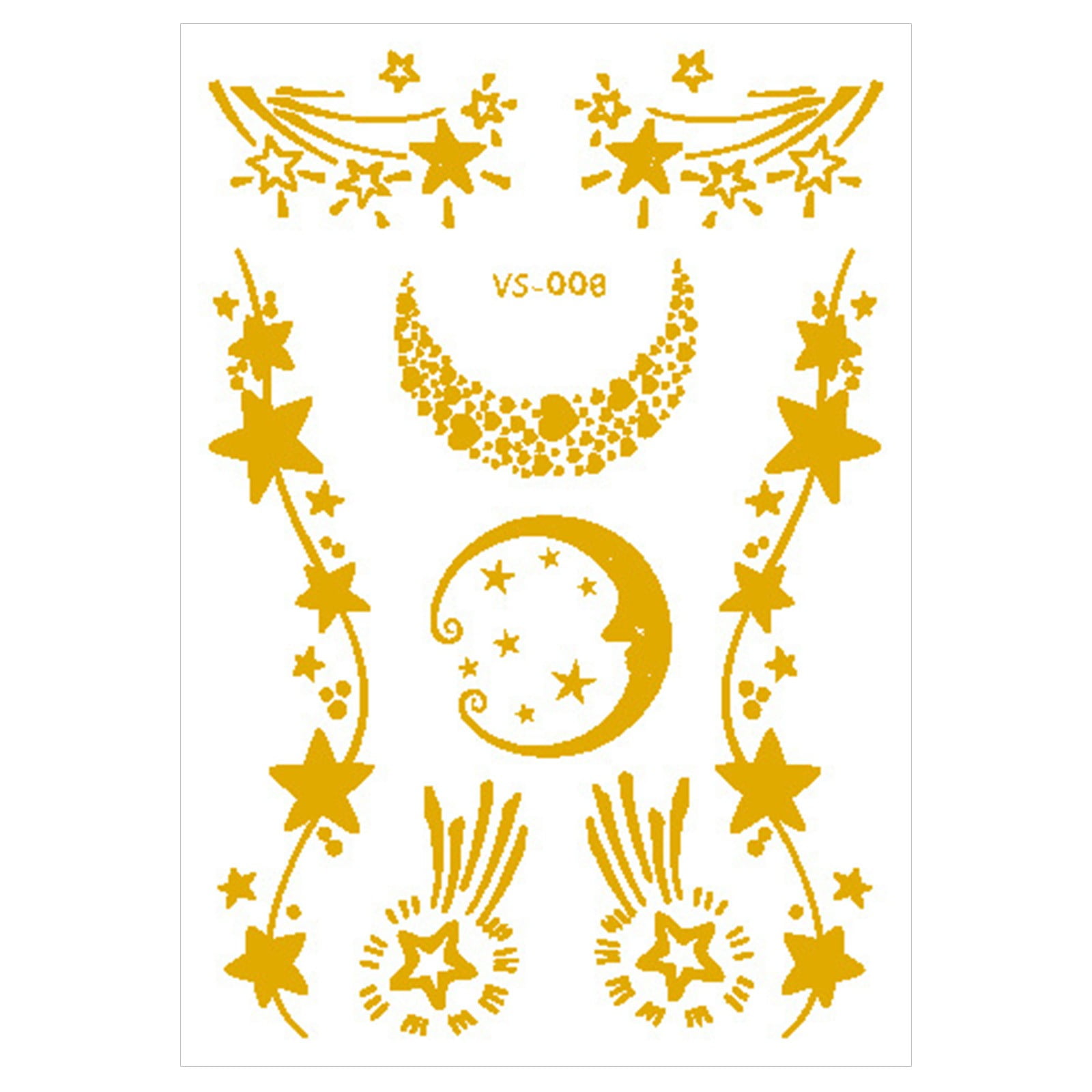 Metal Temporary Tattoo Stickers Face Gold Temporary Transfer Tattoo ...