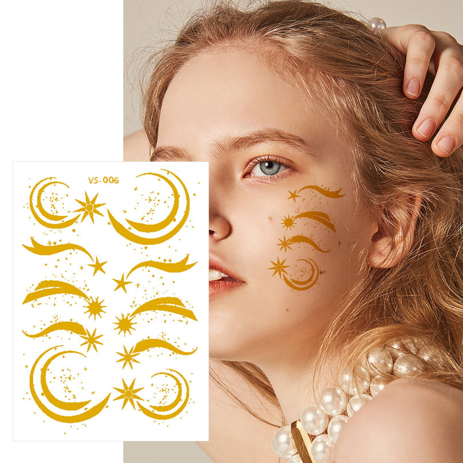 Metal Temporary Tattoo Stickers Face Gold Temporary Transfer Tattoo ...