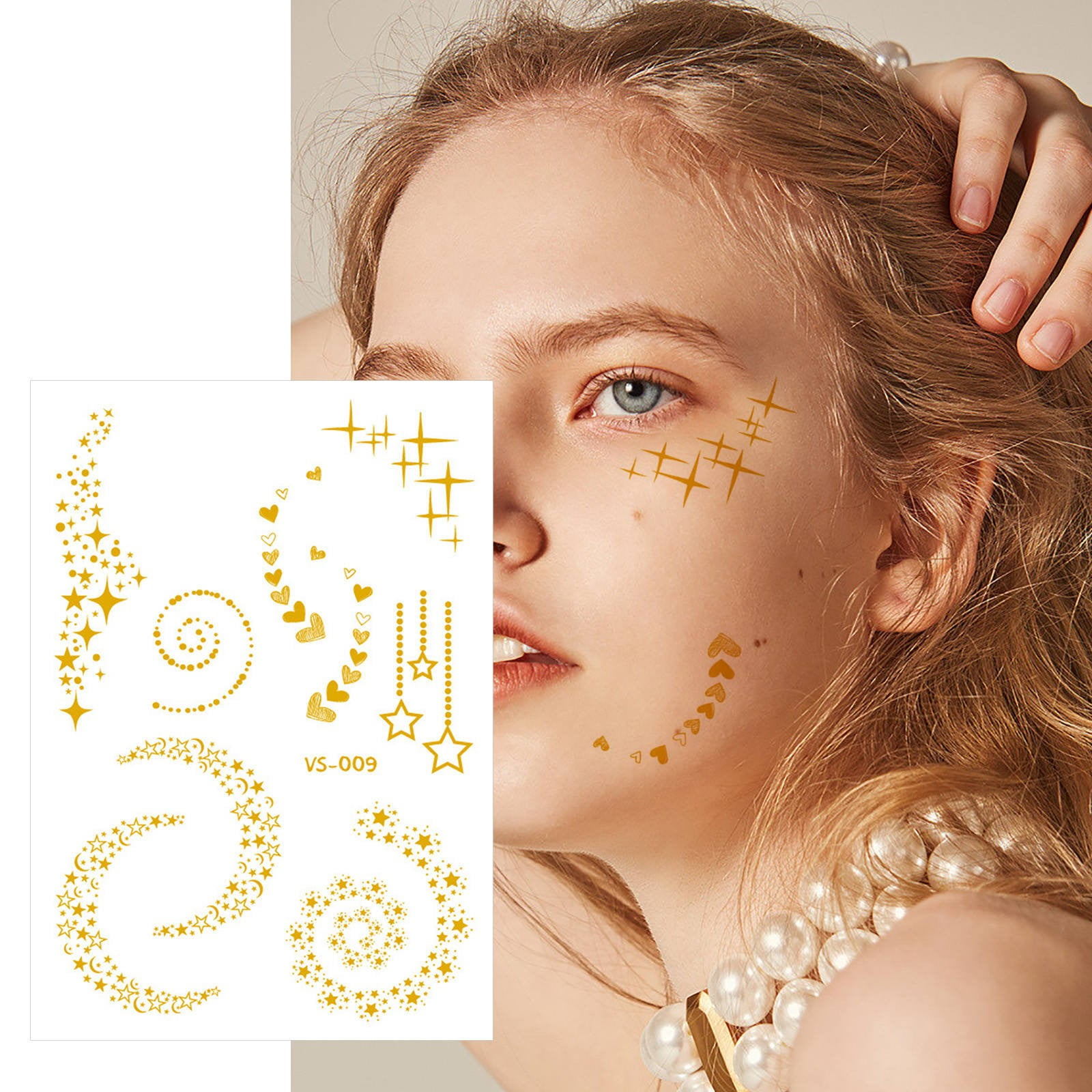 Metal Temporary Tattoo Stickers Face Gold Temporary Transfer Tattoo ...