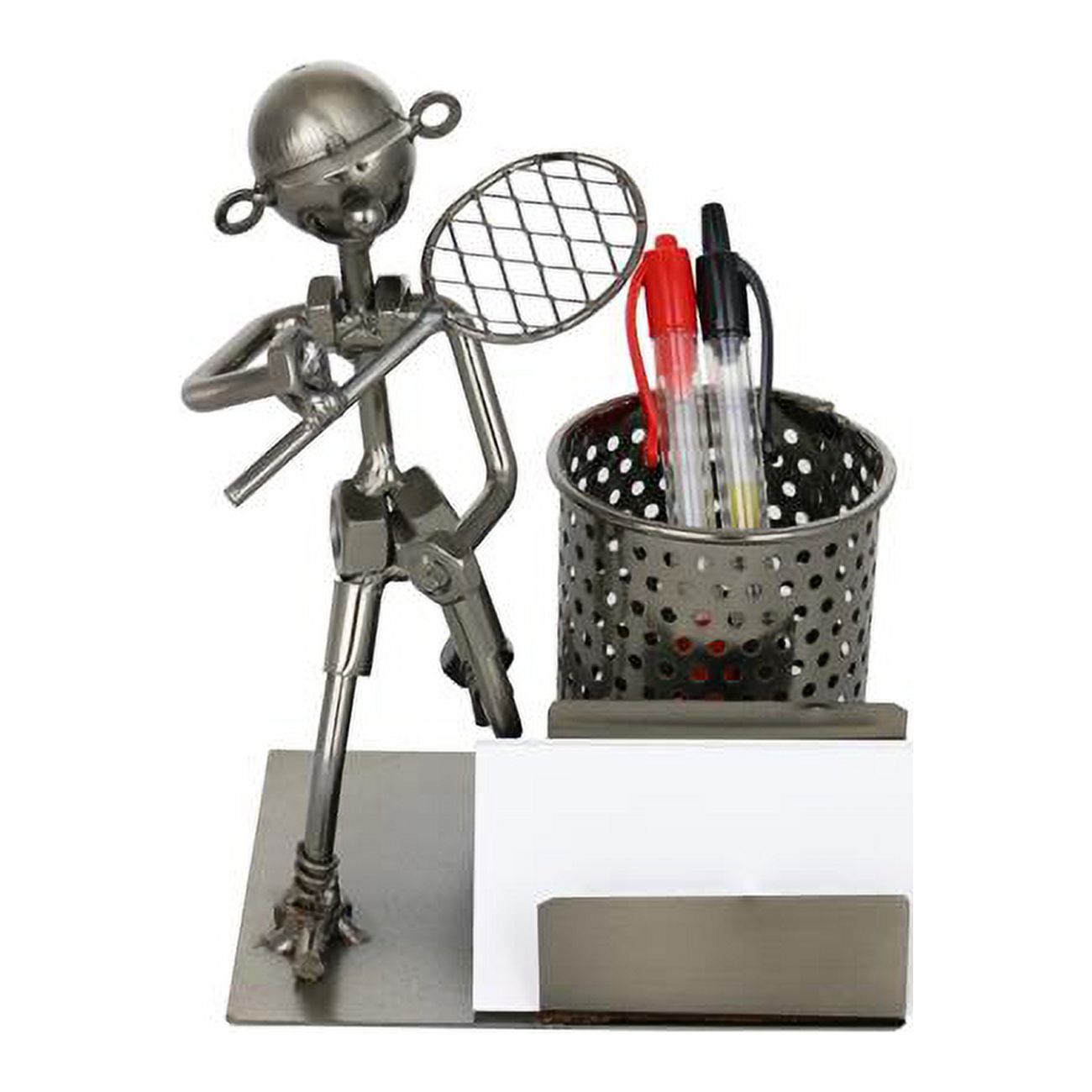 Metal Tennis Player with Racket Pencil Pen and Business Card Holder ...