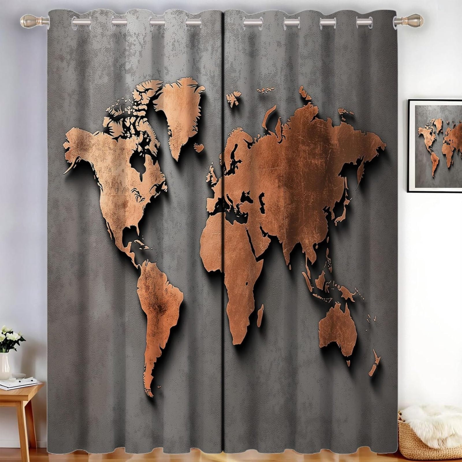 Metal Texture Blackout Curtains & Drapes 2 Panels Set For Living Room ...