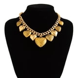 Metal Textured Heart Pendant Necklace and Bracelet Set, Minimalist ...