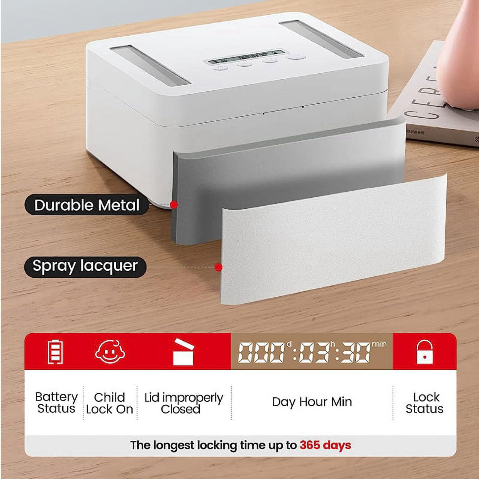 Metal Timed Lock Box,Time Box with Child and LED Display,Self-Control ...