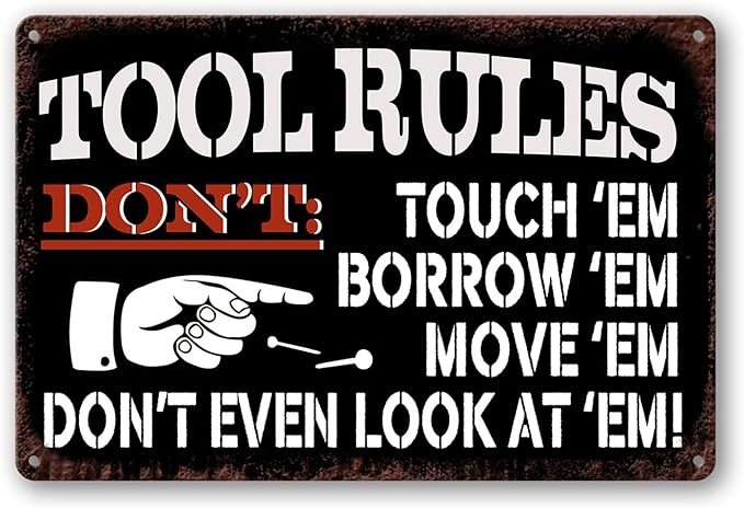Metal Tin Garage Sign Tool Rules Signs Garage Wall Decor Garage Shop ...