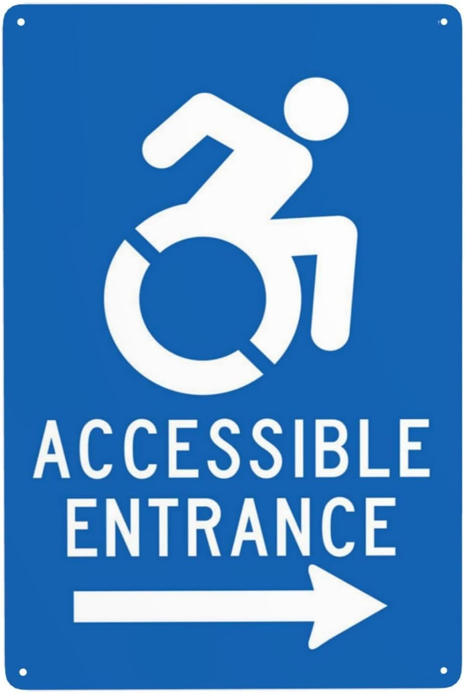 Metal Tin Handicap Parking Sign, 8x12 inches, Blue, Wall Mount, Parking ...