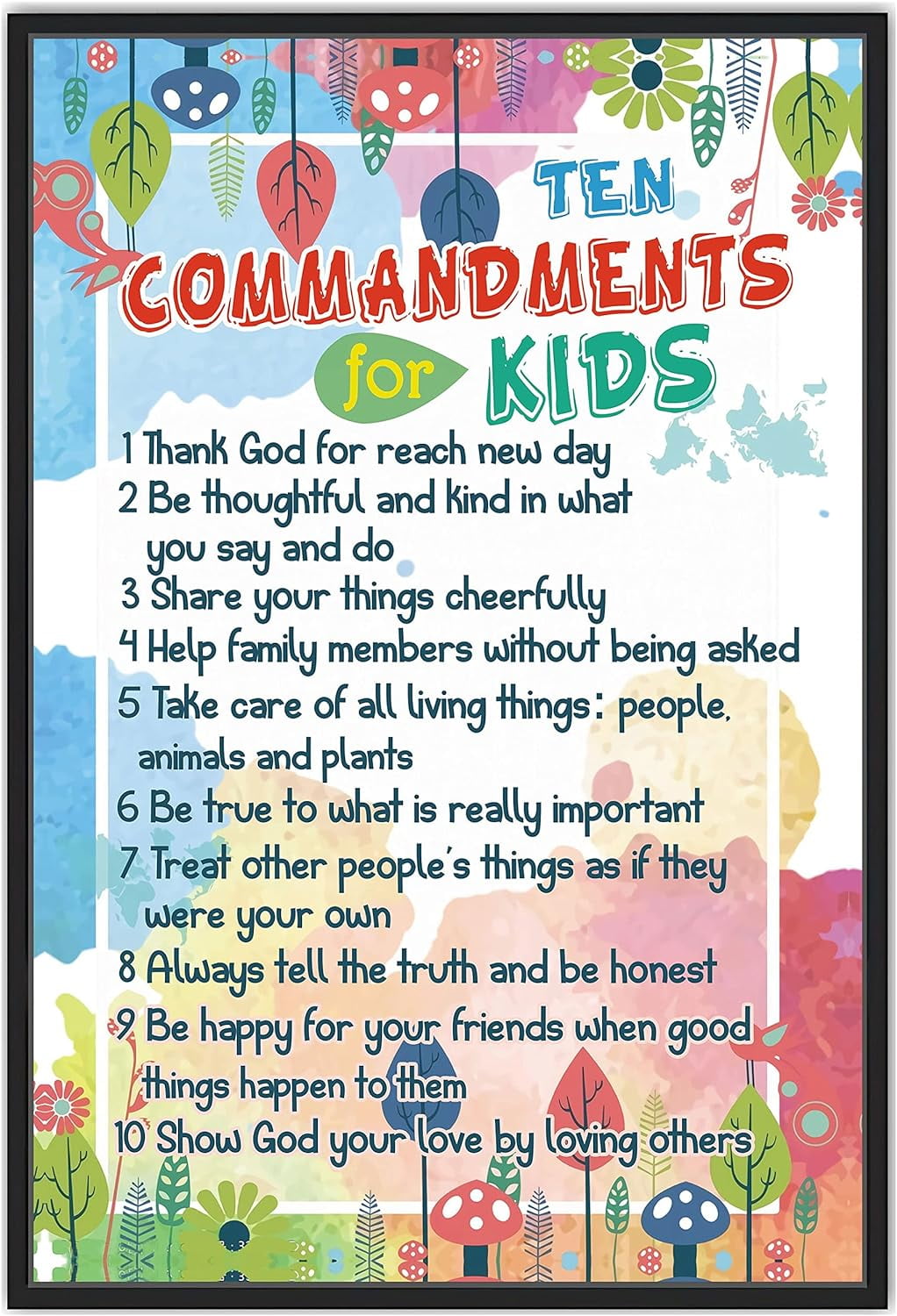 Metal Tin Retro Sign Ten Commandments for Kids Wall Art Prints Bible ...