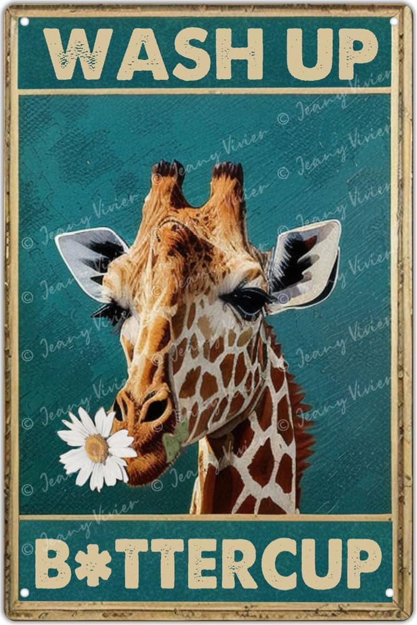 Metal Tin Retro Sign Wash Up Buttercup Metal Poster, Funny Giraffe Wall ...