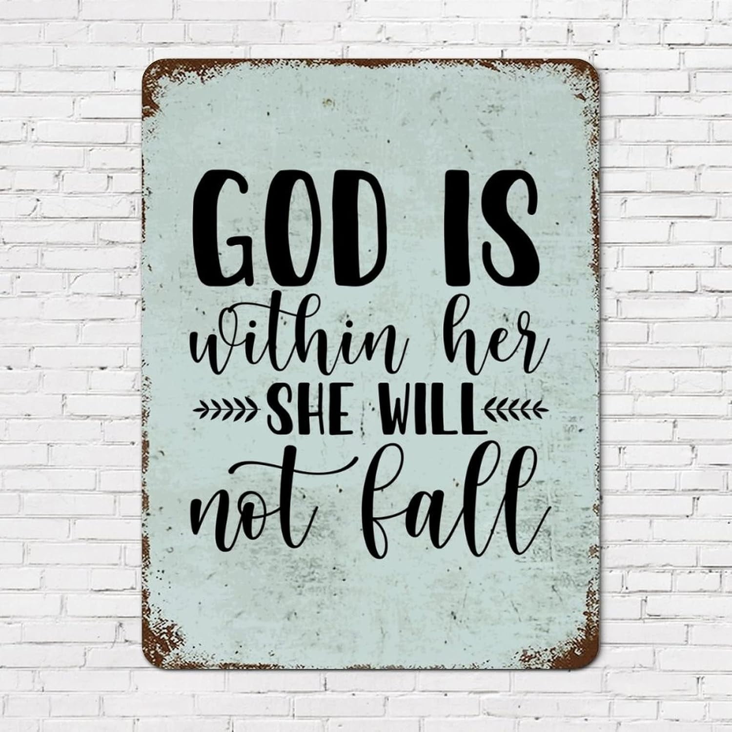 Metal Tin Retro Signs Bible Verses God is Within Her She Metal Tin Sign ...