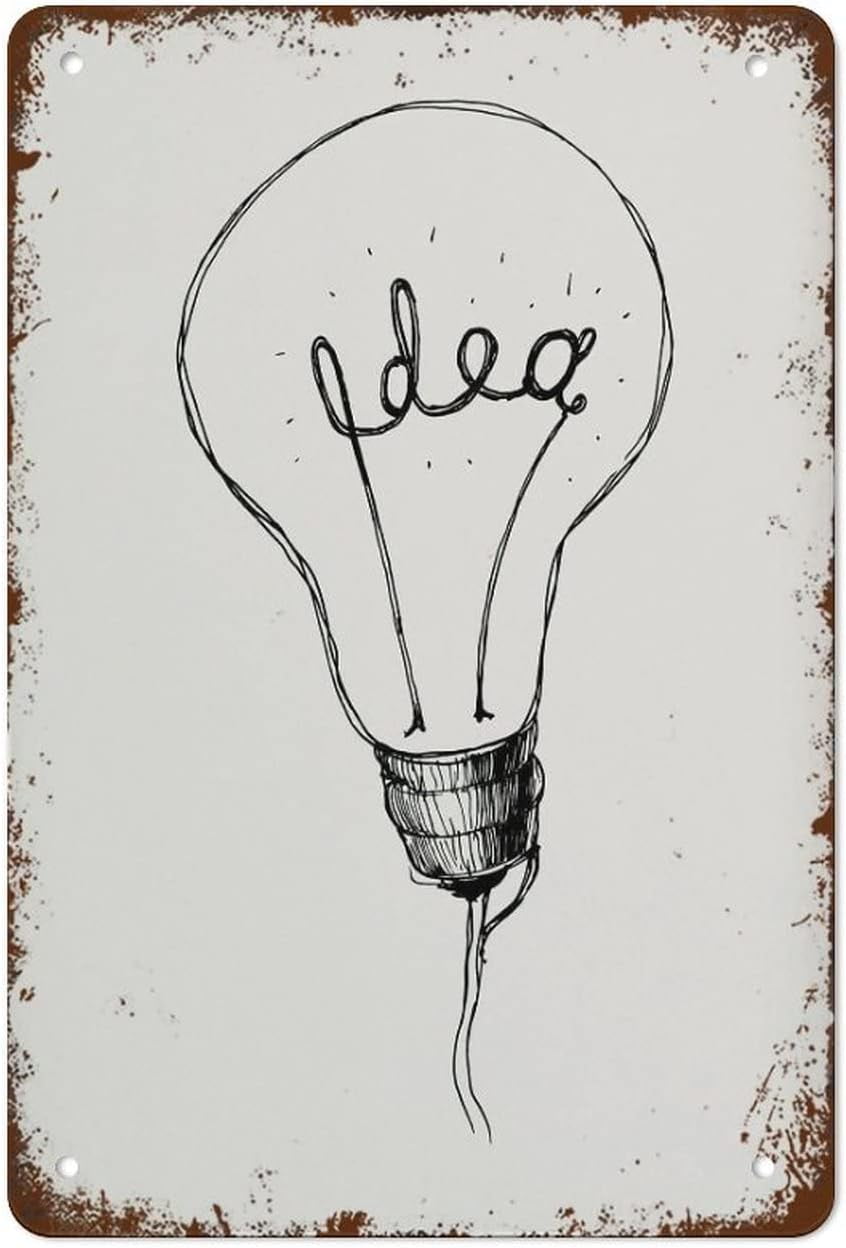 Metal Tin Sign 12x16 Inch Light Bulb Idea Office Wall Decor Metal Signs ...