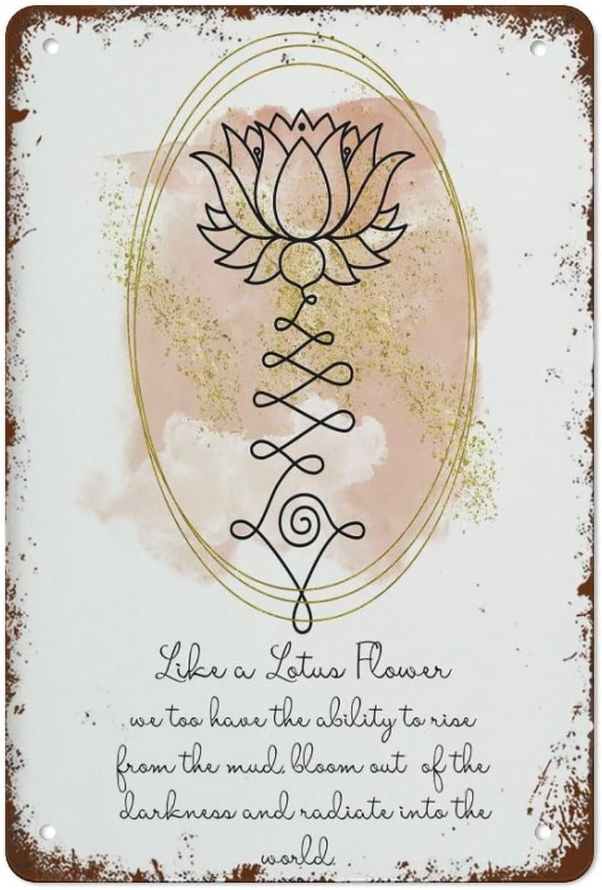 Metal Tin Sign 12x16 Inch Lotus Flower Wall Art Yoga Poster Buddha Wall ...