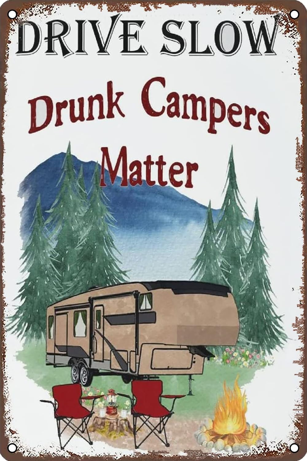 Metal Tin Sign 12x16 Inch Metal Tin Signs 5th Wheel Camper Drunk ...