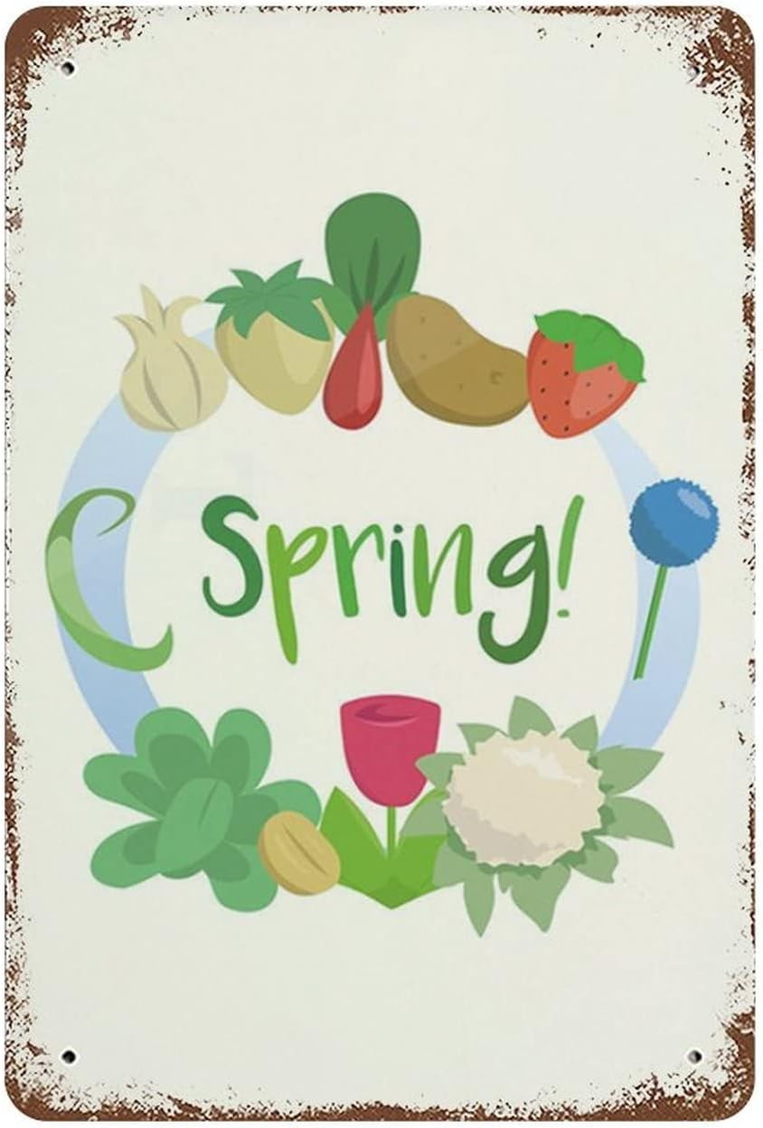 Metal Tin Sign 12x16 Inch Spring Crops Tin Signs Retro Poster Decor ...