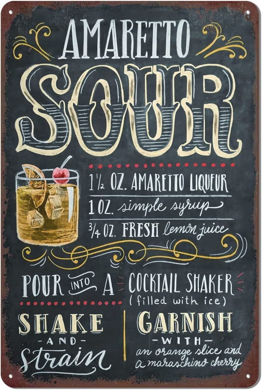 Metal Tin Sign 12x16 Inch Vintage Cocktail Novely Tin Sign Cocktail ...