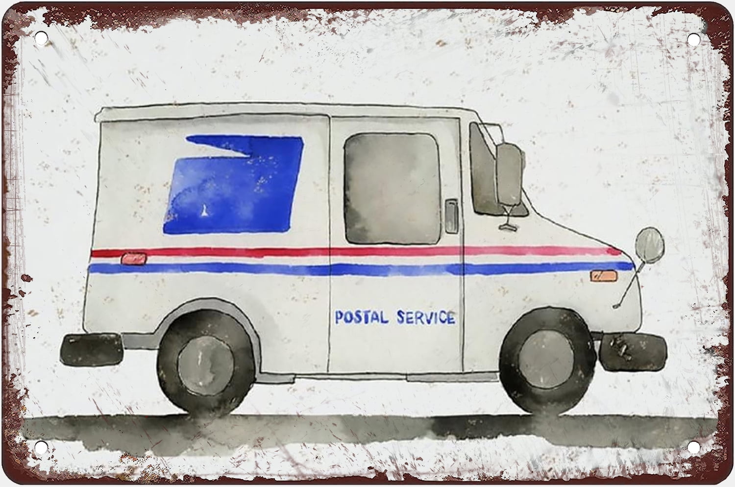 Metal Tin Sign 12x8 Inch Mail Truck Postal Service Vehicle Novelty ...
